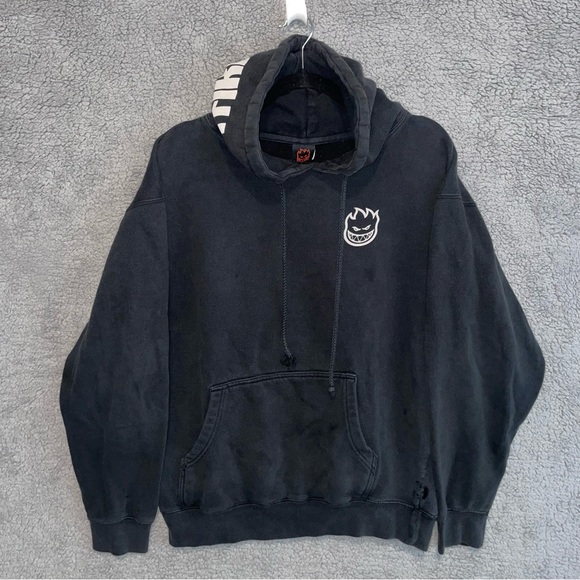 Spitfire | Shirts | Vintage Spitfire Hoodie Mens L Black Sweatshirt ...
